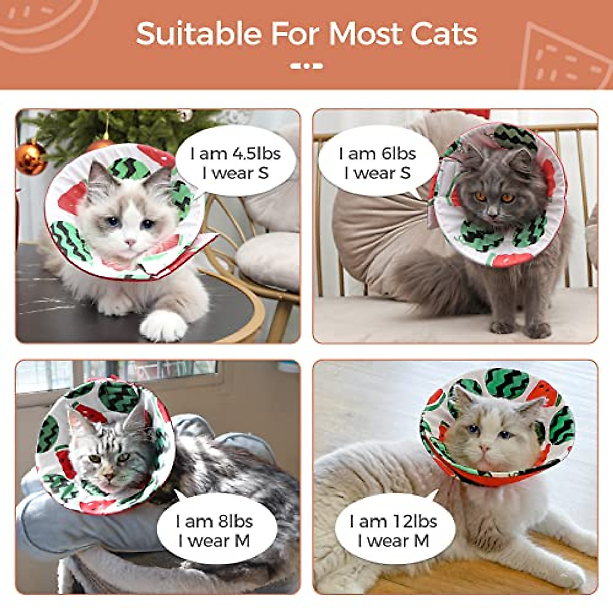 ComSaf Cat Recovery Collar, Lightweight Pet Elizabeth Collar, Soft Adjustable Cat Cone Collar After Surgery for Cat Kitten Prevent from Licking Wounds, Loops-Protective Healing, Not Block Vision