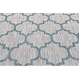 Unique Loom Outdoor Trellis Collection Area Rug (7' 1" x 10' Rectangle, Gray/ Ivory)