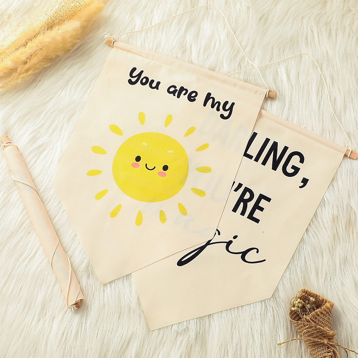 3 Pcs Canvas Hanging Pennant Flag Banner Wall Sign Decor Gift, Playroom Decor Long Live Boyhood Banner Boho Room Decor for Kids, Baby Boy, Baby Girl, Nursery Room Classroom Bedroom Decoration