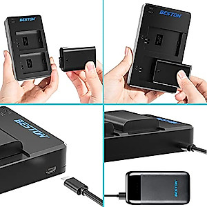 BESTON NP-FW50 Repacement Battery for Sony Camera and Charger for Sony ZV-E10 Alpha A7 A7II A7R A7RII A7S A7SII A55 A3000 A5000 A5100 A6000 A6300 A6400 A6500 Cyber-Shot DSC-RX10 II III IV Camera