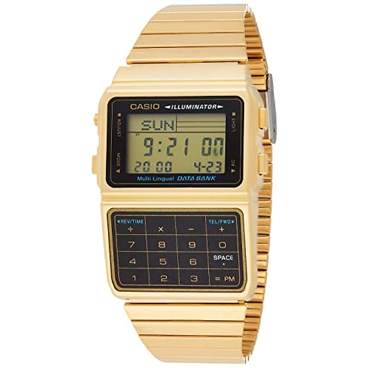 Casio #DBC611G-1D Men's Gold Tone 25 Memory Calculator Databank Watch