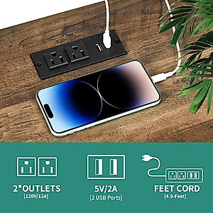 YITAHOME Farmhouse Nightstand with 3 Drawers and Charging Station, Wood Night Stand Organizer for Bedroom, Set of 2, Off White+Walnut Grain