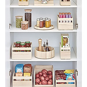 iDesign Renewable Paulownia Wood Collection Tall Turntable Organizer, 10.5" x 4" x 10.5", Natural