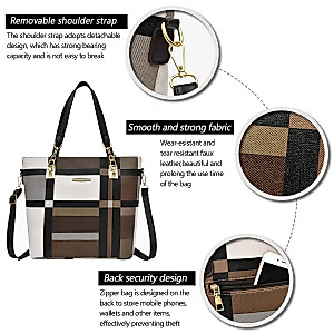 2E-youth Designer Purses and Handbags For Women Satchel Shoulder Bag Tote Bag For Work Clutch Purses (Brown)