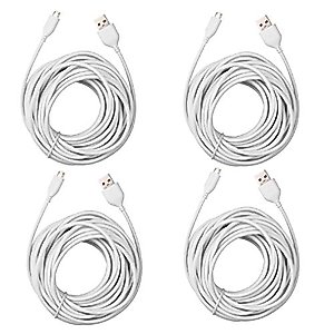 Smays 4-Pack 25ft Security Camera Micro USB Extension Cable Compatible for Wyze Cam Pan, Blink Mini, YI Home Camera, White