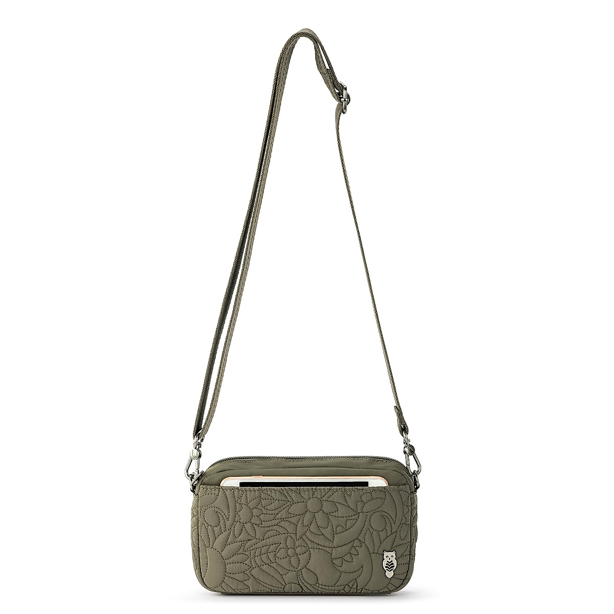 Sakroots Lodi Smartphone Crossbody in Eco-Twill, Convertible Design, Olive Spirit Desert Quilted