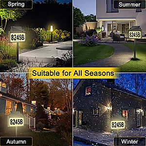 Modern Solar Address Sign, House Numbers for Outside Rechargeable LED Illuminated Lighted Address Signs with Waterproof Cover Mailbox Numbers Plaque 3 color temperature for Street Yard Garden Driveway