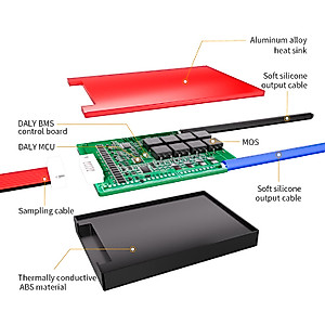 DALY 24V BMS li-ion 7S 20A with Balance Wire and Temperature Sensor for Rated 3.7V Lithium Battery Power Bank Short Circuit Protection（Standard BMS,20A）