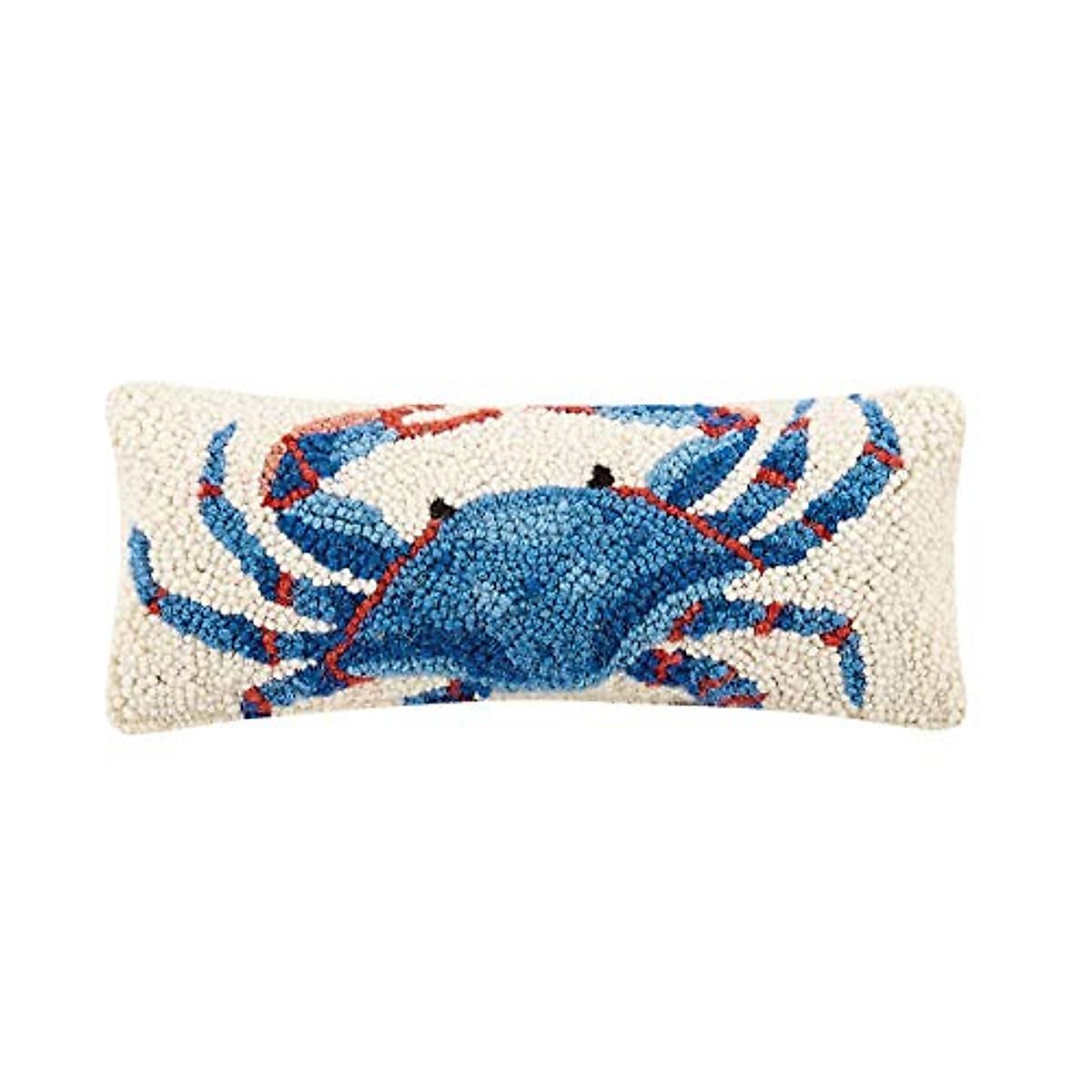 Peking Handicraft 30TG446C05OB Blown Filled Hook Throw Pillow, 12-inch Length, Wool and Cotton (Blue Crab)