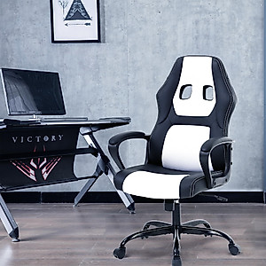 PC Gaming Chair Ergonomic Computer Chair High-Back Racing Gaming Chairs with Lumbar Support Armrest Adjustable PU Leather Office Desk Chair Swivel Rolling Executive Video Gaming Chair for Adults