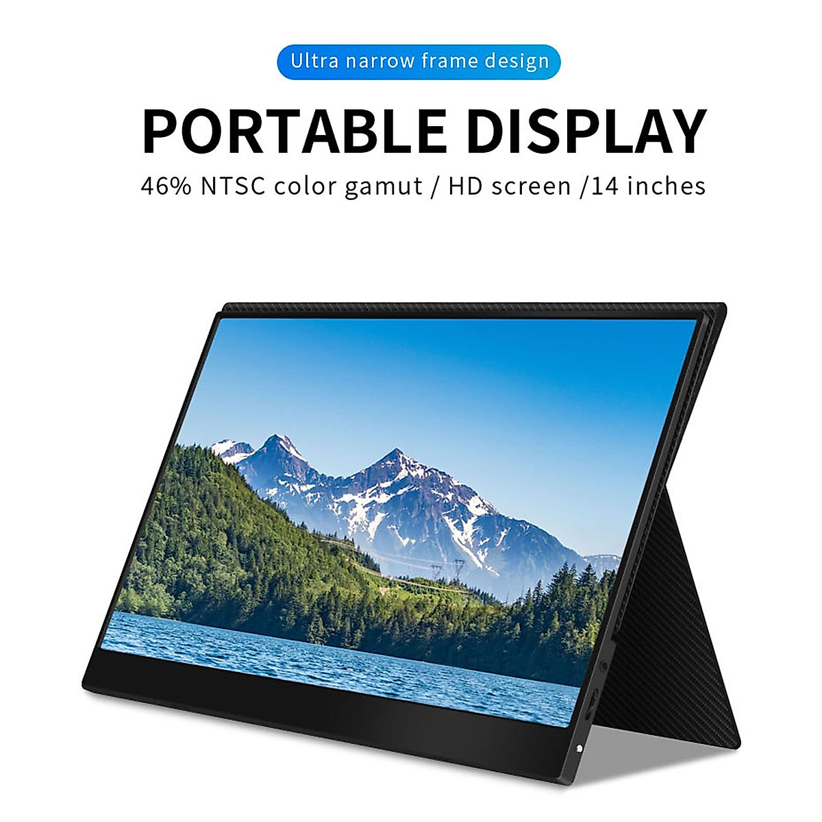 TOPINCN FHD Computer Display, 178 Degree Dual Speakers 14in IPS Portable Monitor 1920x1080 Resolution with Magnetic Cover for Mobile Phone (US Plug)