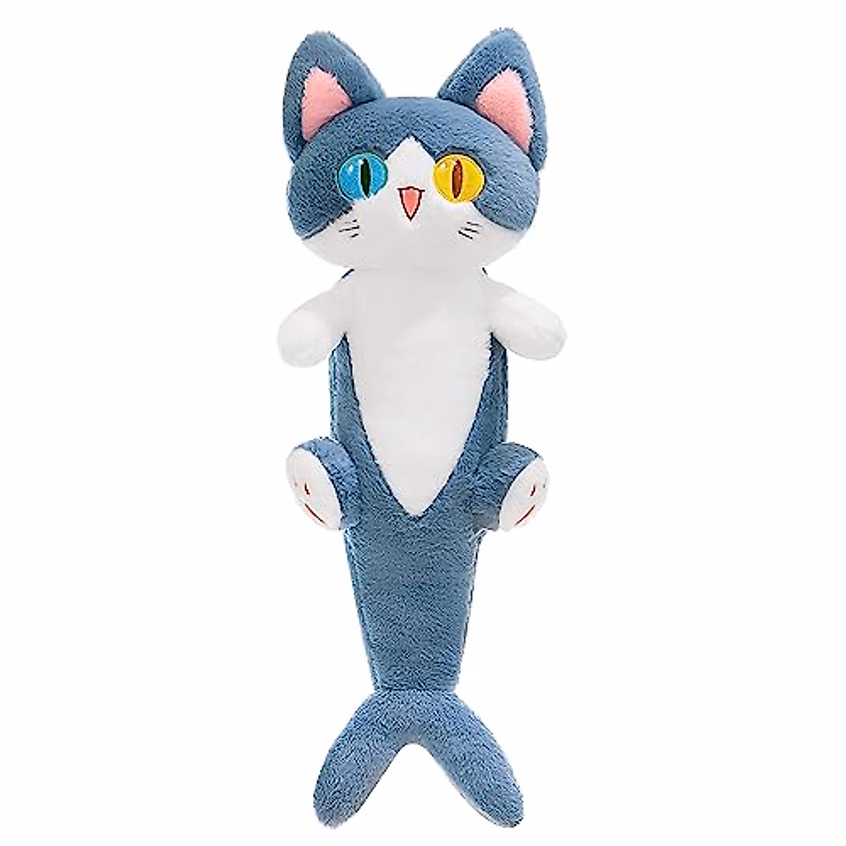 Ditucu Cute Shark Cat Plush Pillow Long Cartoon Kitten Stuffed Animal Toy Kawaii Body Sleeping Plushie Gifts for Kids 31.4 inch