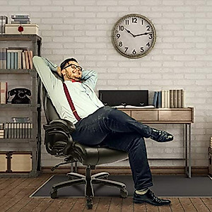 KBest High Back Big & Tall 400lb Office Chair - Heavy Duty Metal Base, Adjustable Built-in Lumbar Support and Tilt Angle Large Bonded Leather Ergonomic Executive Desk Computer Swivel Chair, Black