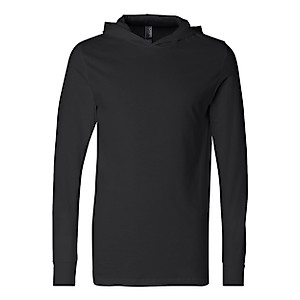 Bella + Canvas Unisex Jersey Long-Sleeve Hoodie, Small, BLACK