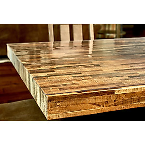 ExactMade - Clear Table Protector, USA Made, Safe, 33 x 33 Inch, 2mm Thick Ultra Clear Smooth Vinyl, PVC Clear Table Pad for Kitchen Wood Grain, Clear Table Cover Cut to Size