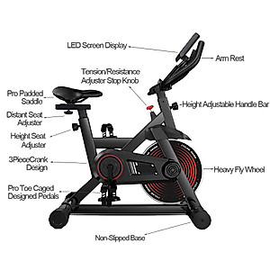 Indoor Cycling Bike Professional Exercise Cycle Bike Sport Bike with LCD Digital Monitor Phone Holder, Stationary Bikes Cardio Workout Machine Upright Bike Belt Drive Home Gym
