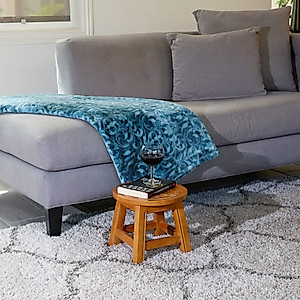 DTY Indoor Living Fairplay Carved Wooden Step Stool, Floral, Natural