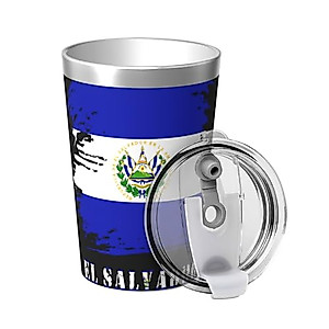 12oz Tumbler Vintage El Salvador Flag Stainless Steel Cup With Straw And Lid Spill Proof Bulk Double Wall Vacuum Reusable Water Tumblers For Cold Hot Drink