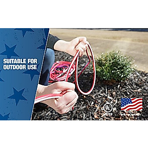 Southwire 2549SWUSA1 100-Feet; Contractor Grade; 12/3 Extension Cord; With Lighted End; Red White And Blue; American Made Extension Cord; Indoor and Outdoor Use; Water Resistant Flexible Jacket