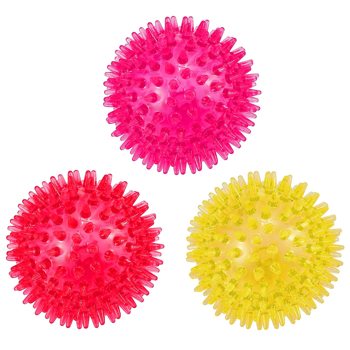 petizer 3-Pack 3.5” Squeaky Dog Toy Balls, Floating Dog Pool Balls, Dog Spiky Balls, Interactive Fetch Toys for Puppy, Dog Chew Toys - Safe, BPA Free
