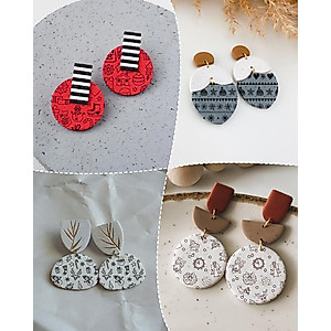 Puocaon Christmas Clay Silk Screen - 8 Pcs Sweater Silk Screen Stencils for Polymer Clay Jewelry, Deer Snowflake Holly Wreath Polymer Clay Silk Screen Stencils, Christmas Gift Reusable Screen Stencils