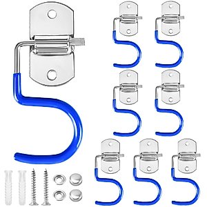 QWORK Heavy Duty Stainless Steel Wall-Mounted Mop and Broom Holder Organizer, S-Type Space Saver for Kitchen, Garage, and Utility Room, 8 Pcs