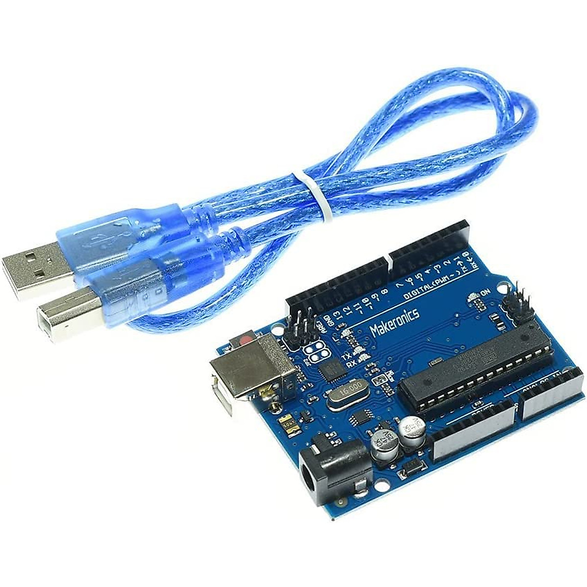 Makeronics Microcontroller Board and RAB 7-in-1 Breadboard Holder with USB Cable Compatible with UNO R3 Board ATmega328P and Arduino IDE