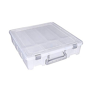 AB Designs 6967ABD Super Satchel with 9 Mixed Bins Inside Stackable Home Storage Organization Container, Clear with Sliver Latches and Handle, w/Long