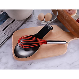 Vila KuChe Stainless Steel Spoon Rest for Kitchen Spoon Holder Counter Cooking Utensil Rest Spoon Heavy Duty Dishwasher Safe 2pcs (Black)
