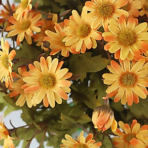 2 Pcs Artificial Flowers, Artificial Daisy Flowers Bulk 14 Inches Long Artificial Silk Flowers Bouquet Realistic Fake Flowers for Wedding Bouquets Home Party Office Grave Christmas Decor(Orange)