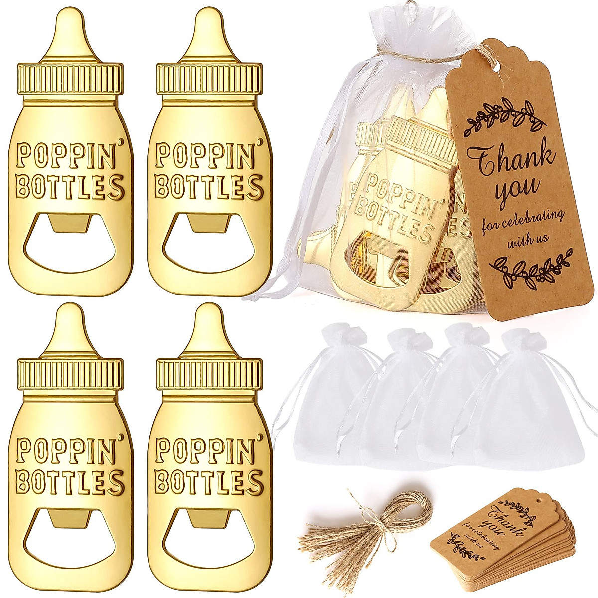 Popping Bottle Openers for Baby Showers & Parties - 24PCS