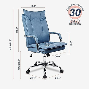 CLATINA Blue Executive Office Chair Set of 2,High Back Computer Desk Chair with Armrest Fabric Double Padded Cushion and Wheels,Adjustable Height Swivel Ergonomic Office Chair for Office Home
