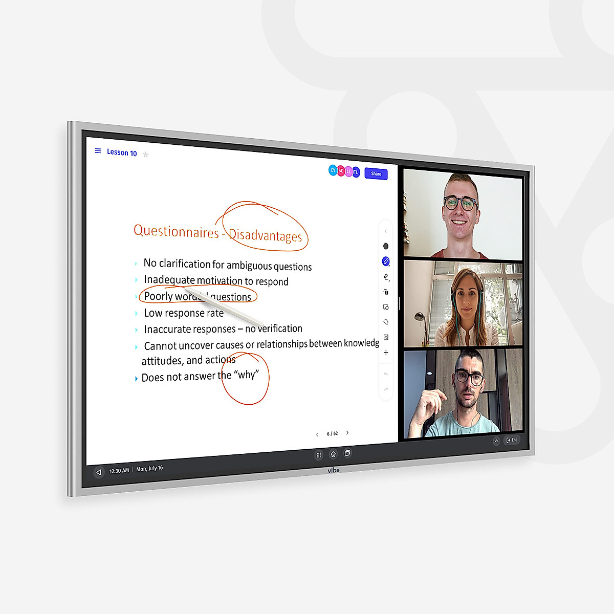 Vibe Touch Stylus for Vibe Board 55' - Passive Stylus Pen, High Sensitivity and Precision, Compatible with Vibe Board (Includes Two Styluses)