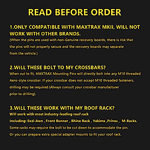 Mounting Pins Fit for MaxTrax MKII Recovery/Traction Boards, Lockable Theftproof Safety Mounting Pins Set, 4 Pack