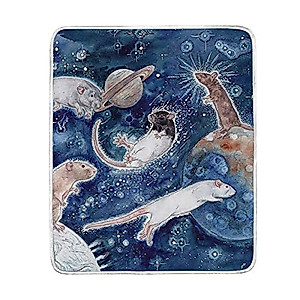 Rats are Stars Spelled Backwards Throw Blanket Soft Warm Cozy Bed Couch Lightweight Polyester Microfiber Size 50" W x 60" L for Kids Women Boy