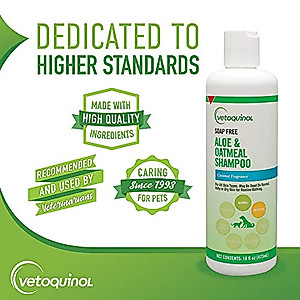 Vetoquinol Aloe & Oatmeal Shampoo — Gentle, Moisturizing Formula with Coconut Scent for Dogs & Cats, 16oz