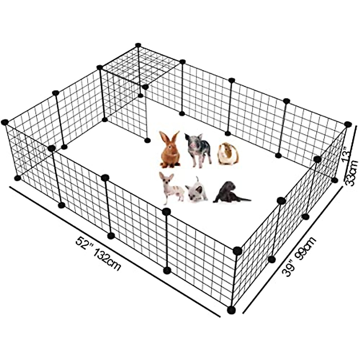 LANGXUN DIY Small Animal, Pet Playpen, Rabbit , Guinea Pig Cages, Puppy, Kitten Playpen | Indoor & Outdoor Portable Metal Wire Yard Fence (16pcs Metal Panels)