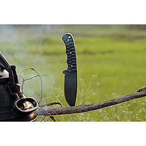 DNT BLADES Hunting knife with Sheath Acid Wash Camping fixed-Blade Knives Carbon Steel Survival Bushcraft knife with Micarta Handle