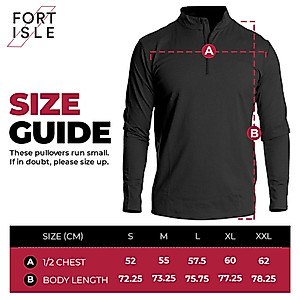 Fort Isle Mens Quarter Zip Long Sleeve Pullover Shirt - 1/4 Zip Pullover Mens | Performance Quarter Zip Pullover Men Dark Gray