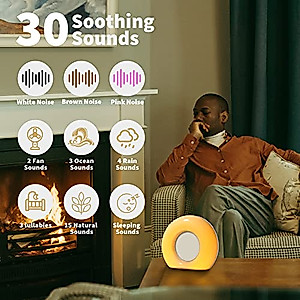 DailyBody Sound Machine White Noise Machine with 30 Soothing Sounds 12 Colors Night Light 36 Levels Volume 5 Timers & Memory Function Effectively Blocks Noise Ideal Sleep Machine for Baby Kids Adults