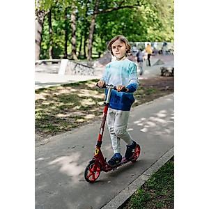 DAKOTT Ferrari Foldable Kick Scooter 2 Wheel, Quick-Release Folding System, Shock Absorption Mechanism, Large 200mm Wheels Scooters for Adults and Teens, Black, (FXA2080BLK)