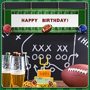 Tegeme Giant Football Party Banner 67 x 20 Inch Football Field Backdrop DIY Football Birthday Party Decorations Customizable Sports Backdrop with 14 Sheet Letter Sticker Baby Shower Tailgate