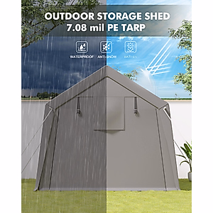 VerisShade 6 x 6 ft Carport Storage Shed, Shelter Logic with 2 Roll-up Zipper Door, Heavy Duty Waterproof Tarp, Storage Tent for Motorcycle, Bike, Garden Tools, Firewood