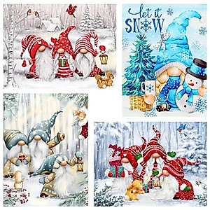 AOKLLA Diamond Painting Kits for Adults Clearance, 4 Pack Christmas Gnome Diamond Art Kits for Kids, DIY 5D Round Full Drill Crafts Diamond dots Home Wall Decor Gifts (12x16inch)