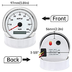 ARTILAURA GPS Speedometer Car Boat GPS Speedometer 85mm 3-3/8" 7 Color 80MPH Waterproof Gauge 9-32V for AUTO Motorcycle Marine Truck (White)