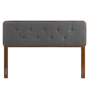 Modway Collins Tufted Twin Fabric and Wood Headboard, Walnut Charcoal