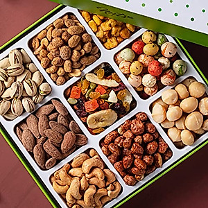 NUTS U.S. - Dried Fruits and Nuts Gift Basket | 9 Variety Healthy & Fresh Assorted Nuts Gift Box | Valentine`s Day - Birthday - Anniversary - Corporate Gift | Gourmet Sweet & Salty Food Gift Set