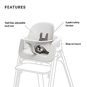 Stokke Steps Baby Set, White - Transform Stokke Steps Into Comfortable High Chair - Suitable for Baby from 6 Months - Includes 5-Point Safety Harness - Tool Free, Adjustable & Ergonomic