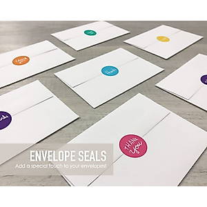Cute & Colorful Thank You Seal Stickers - 6 Round Solid Color Designs - Stickers for Envelopes, Business Orders, Packaging (126 Seals Pack)