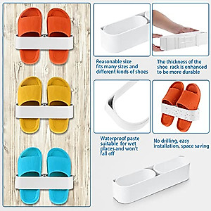 10 Pcs Wall Mounted Shoe Rack Plastic Shoes Holder Storage Organizer with Sticky Hanging Strip Wall Shoe Organizer Shoe Shelf for Wall Door Shoe Holder Door Shoe Hangers for Space Saving Shoes Storage